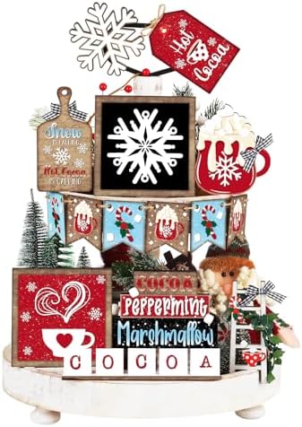 Amazon.com: Jetec 12 Pieces Winter Tiered Tray Decor Winter Snowflake ...