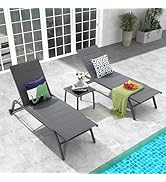 Amazon.com: Patiorama Patio Chaise Lounge Set of 2, Aluminum Outdoor Folding Lounge Chair, All ...