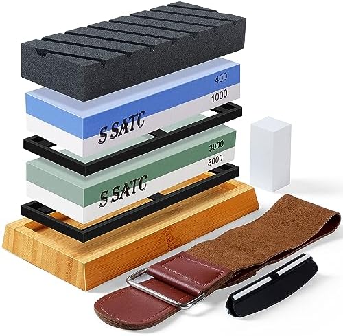 SATC Whetstone Professional Sharpening Stones 400/1000/3000/8000 Grit ...