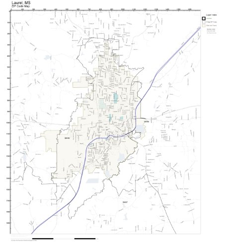 Amazon.com : ZIP Code Wall Map of Laurel, MS ZIP Code Map Not Laminated ...