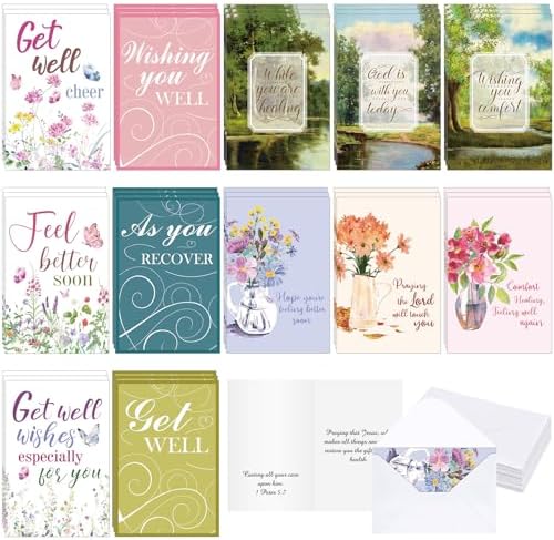 Amazon.com : Motiskyy 36 Sets Christian Get Well Soon Cards with ...
