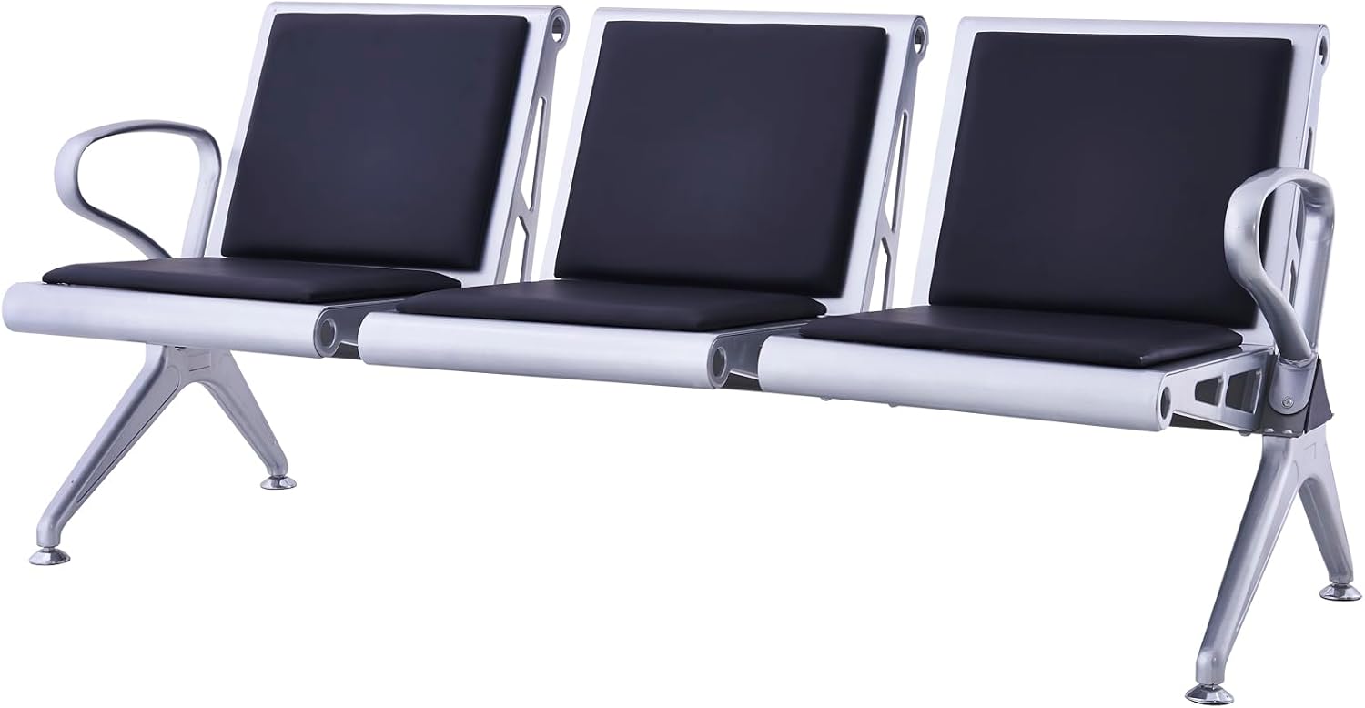 MOHAMMAD AZIM FURNITURE 3 Seater Airport Chair With Cushion-BLACK MAF ...