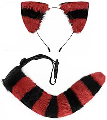 Amazon.com: DRESHOW Striped High Thigh Socks with Cat Ears and Tail ...
