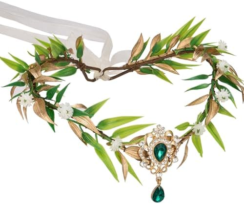 Amazon.com : MOSTORY Green Flower Woodland Crown - Handmade Fairy ...