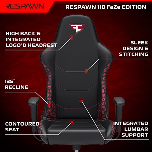 RESPAWN 110 Ergonomic Gaming Chair - Racing Style High Back PC Computer ...