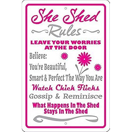 Amazon.com: Weytff Metal Sign She Shed RulesSign Metal Sign Metal Wall ...