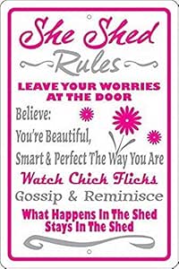 Amazon.com: Weytff Metal Sign She Shed RulesSign Metal Sign Metal Wall ...