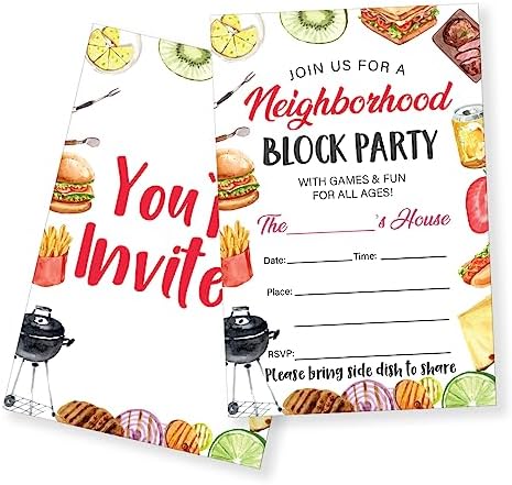 Amazon.com : Neighborhood Block Party Invitations With Envelopes Set of ...