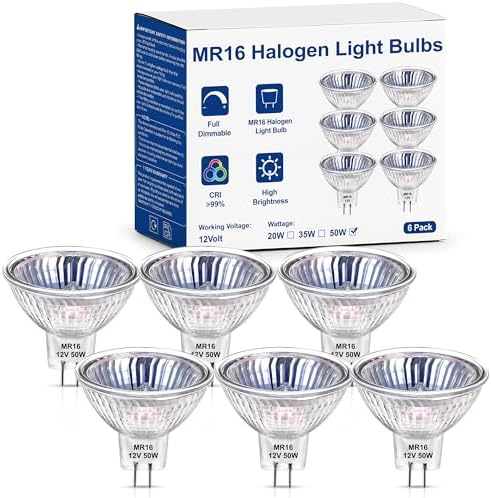 MR16 Halogen Light Bulbs 50W, 12V GU5.3 Dimmable Halogen Spotlight ...