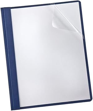 Oxford Duotang Linen Clear Front Report Covers, Letter Size, Navy, 85 ...