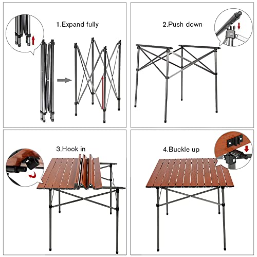 Snapklik.com : PORTAL Lightweight Aluminum Folding Square Table Roll Up ...