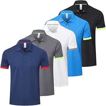 Gaiatiger 5 Pack Mens Polo Shirts Multipack Short Sleeve Breathable ...