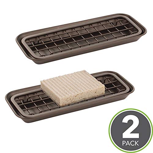 Buy mDesign Metal 2-Piece Sink Tray Caddy for Kitchen Countertops ...