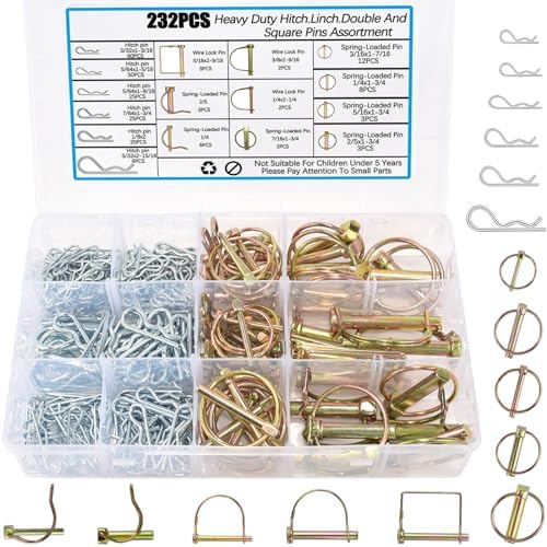 Amazon.com: 232Pcs Heavy Duty Hitch Pin Clip Pins - PTO Pins, Linch and ...