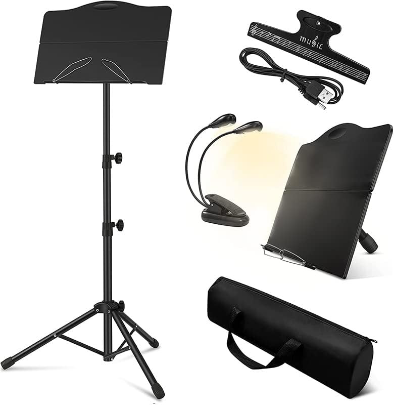 Amazon.com: Metal Folding Sheet Music Stand With Light - Portable ...