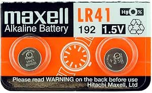 Amazon.com: 2 x Maxell LR41 /192 / AG3 / V3GA 1.5v Alkaline Button Cell Battery Batteries : Home ...