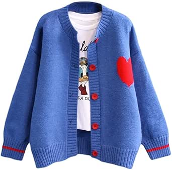 Cutecore Cardigan Kawaii Love Heart Print Y2K Button Knitted Outerwear ...