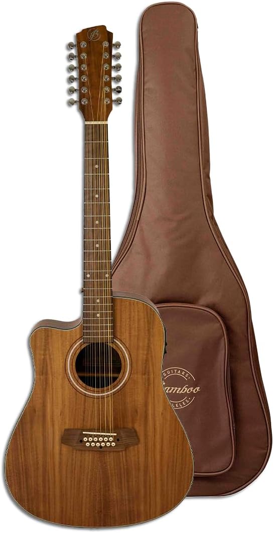 BAMBOO, Docerola Guitarra Electroacustica ZURDA Koa con Funda ...