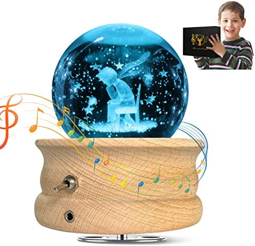 Amazon.com: Nevfiro 3D Crystal Ball Music Box, Rotating Musical Boxes ...