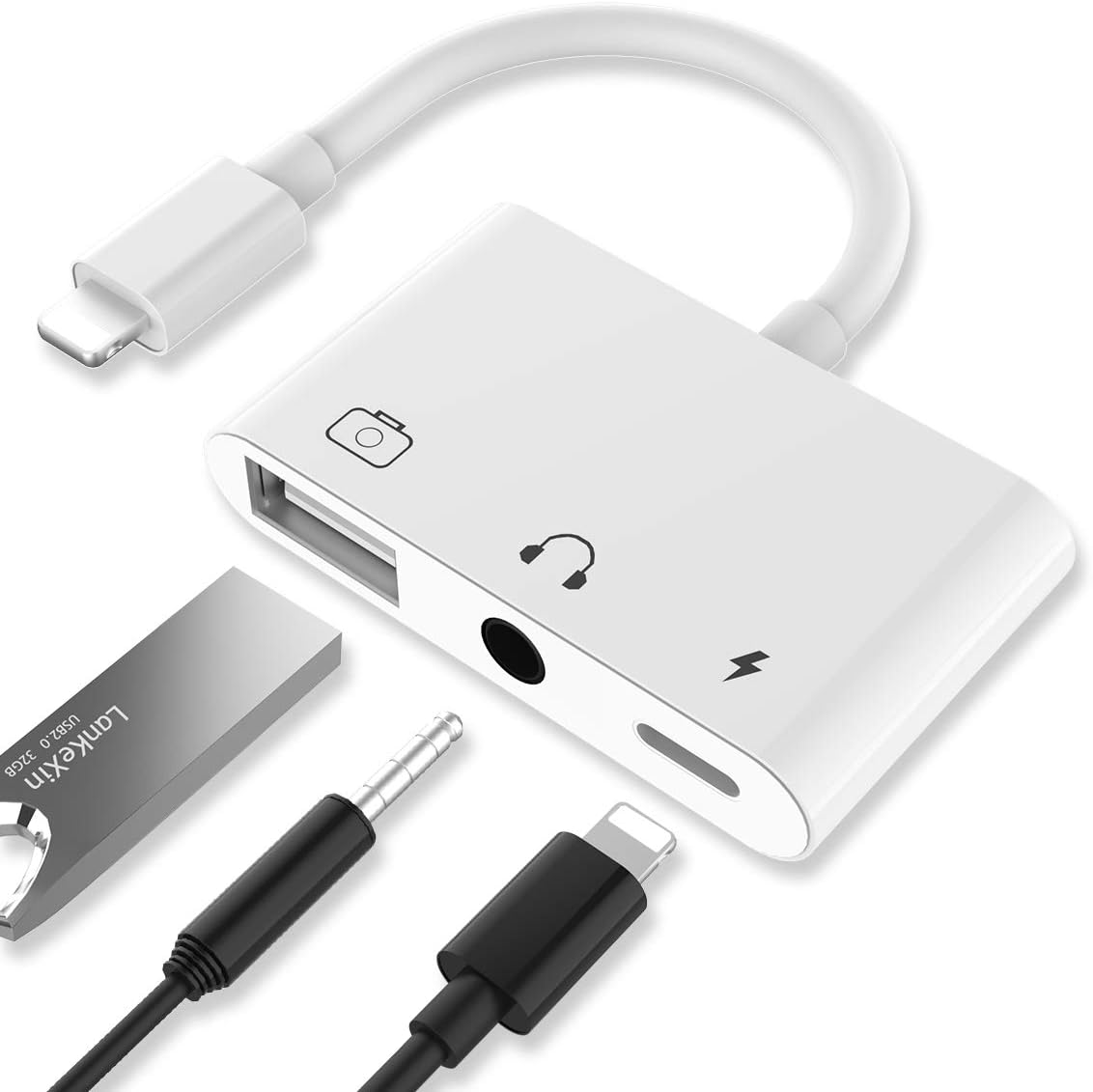 Adaptateur USB vers iPhone, adaptateur d'appareil photo USB avec prise ...
