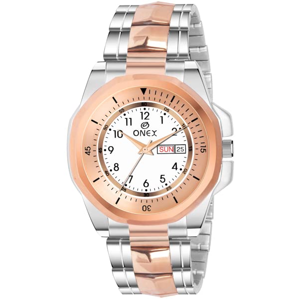 Buy Onex Stainless Steel Strap Day-Date Analog Wrist Watch for Men ...