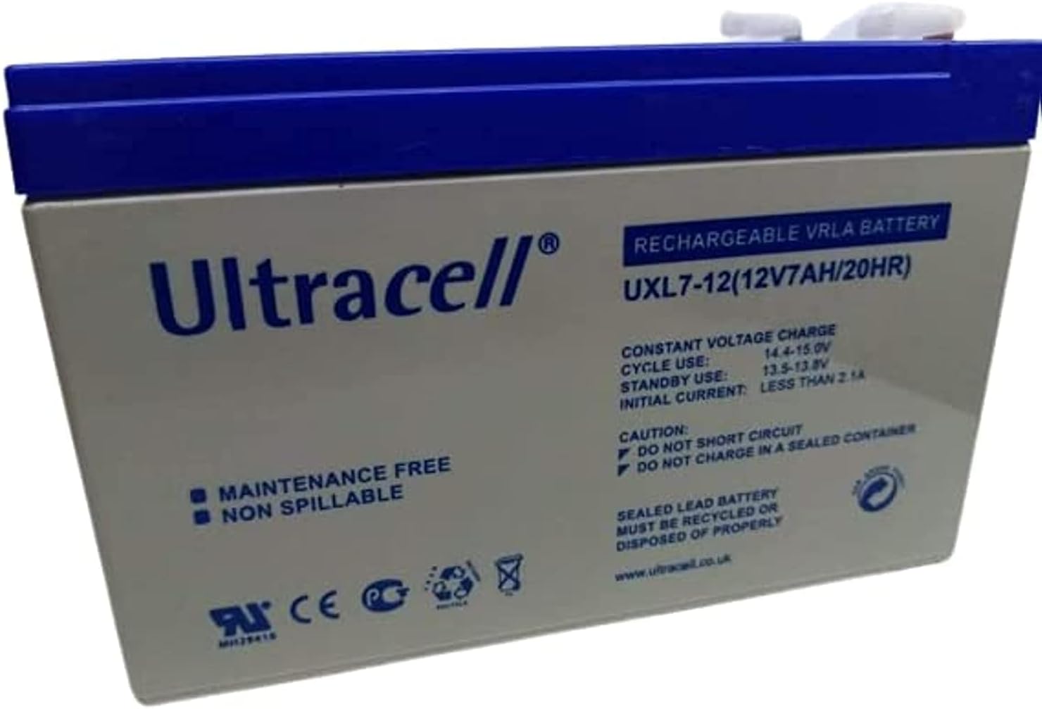 Ultracell UL7-12 Rechargeable VRLa Lead acid Battery, 12V 7ah : Buy ...