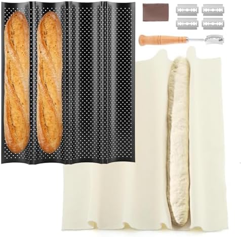 Amazon.com: QWLWBU 5 Pcs Baguett-e Bread Pan Set,Nonstick 4-Slot ...