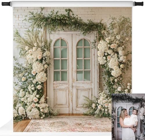 Amazon.com : Kate Spring Flowers Photography Backdrops Door Foral White ...