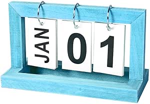 Amazon.com : NUZAMAS Wooden Desk Calendar Standing Flip Block Perpetual ...