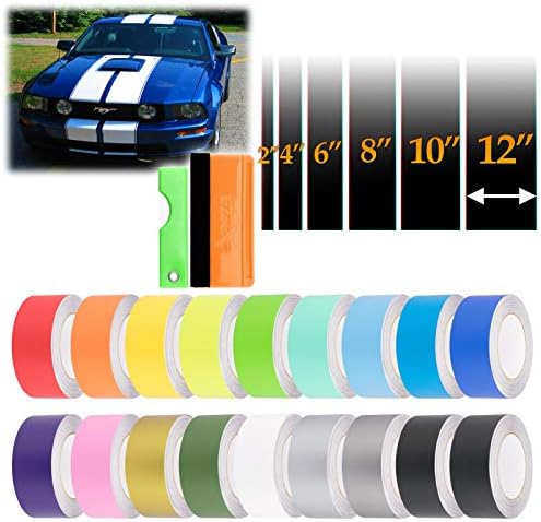 Free Tool Kit 8" Wide 20FT Long Matte White Racing Stripes Vinyl Wrap ...