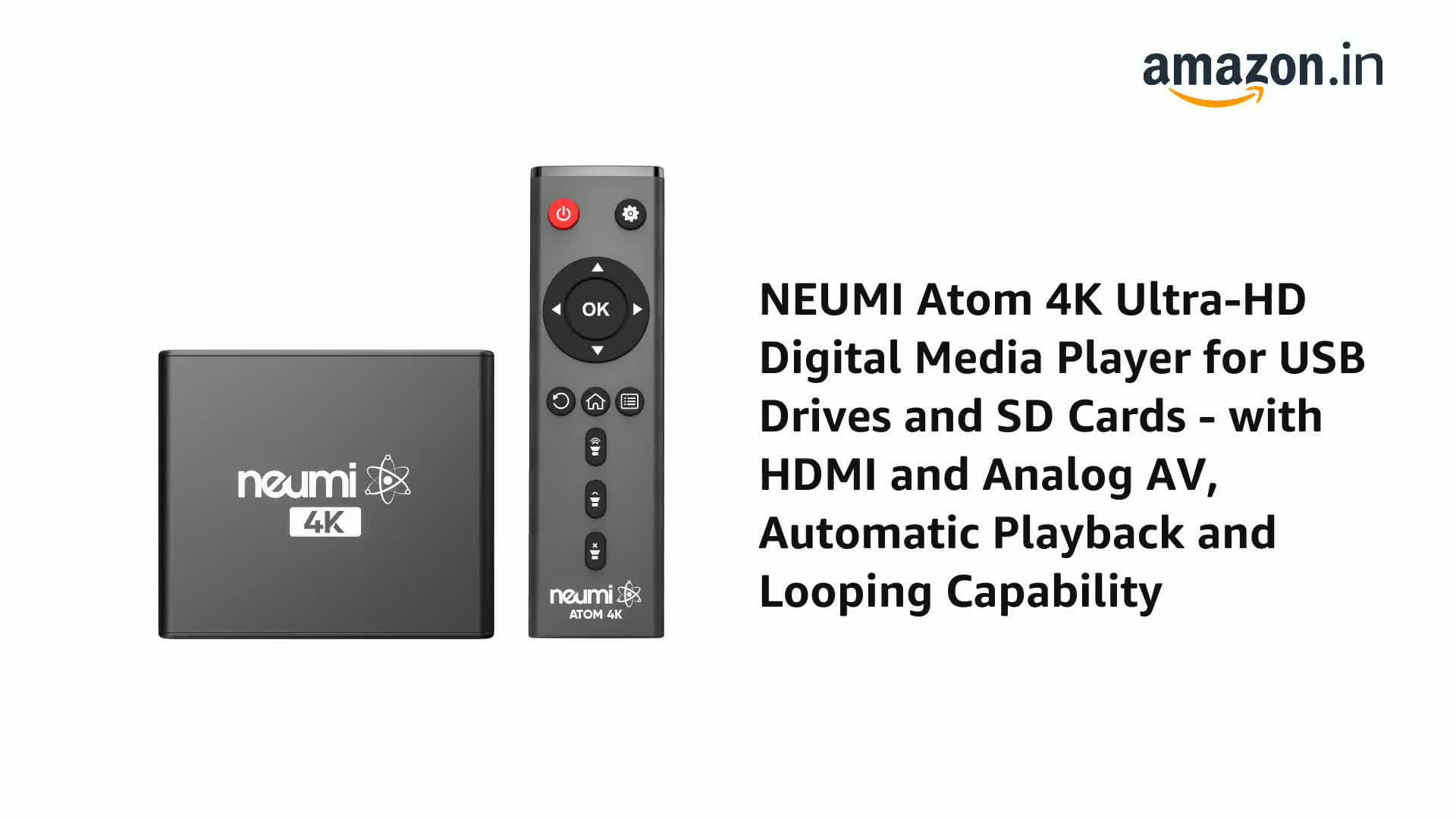 Watch NEUMI Atom 4K Ultra-HD Digital Media Player for USB Drives and SD ...