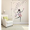 Decals Design 'Dreamy Girl with Flying Colourful Butterflies' Wall ...