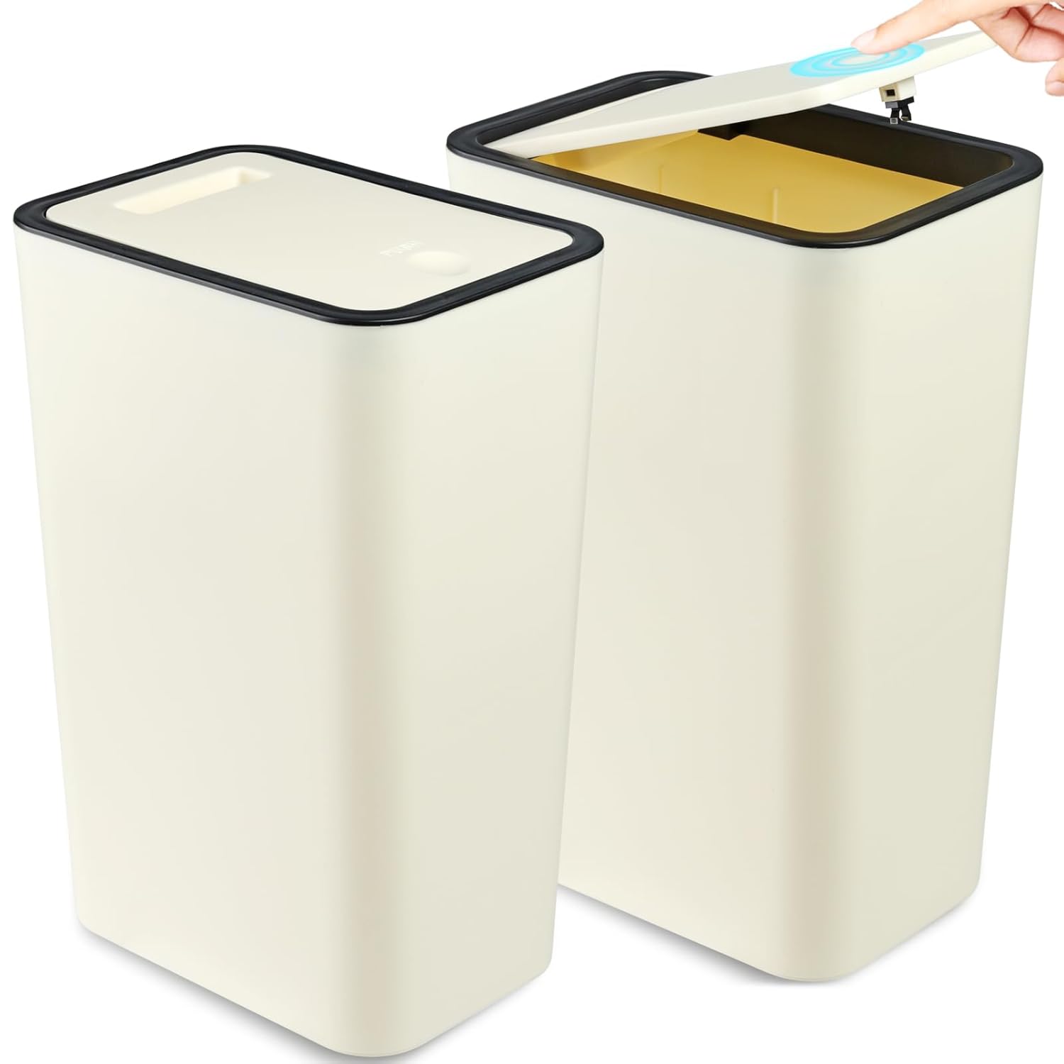 Botes de basura para baño con tapas, paquete de 2 botes de basura de ...