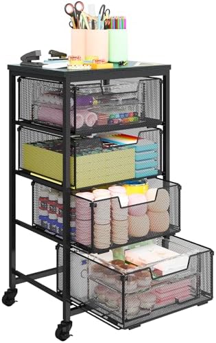 Amazon.com: Metal Art and Craft Storage Organization Cart 4-Drawers ...