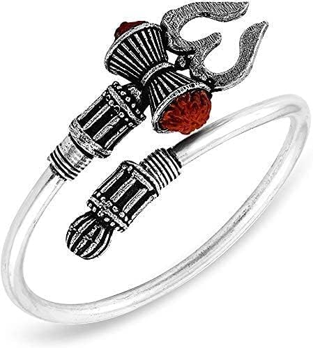 Buy Trijardy Mahakal silver bracelet Rudraksha Shiv Trishul Damroo ...