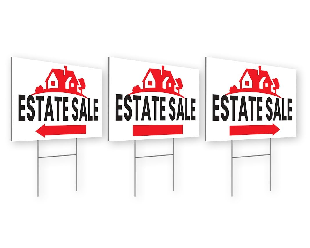 Amazon.com: 8x12 Inch pack of 3 Double Sided Estate Sale Signs - Estate ...