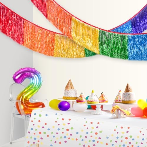 Amazon.com: Rainbow Background Banner for Party Decor - Colorful ...