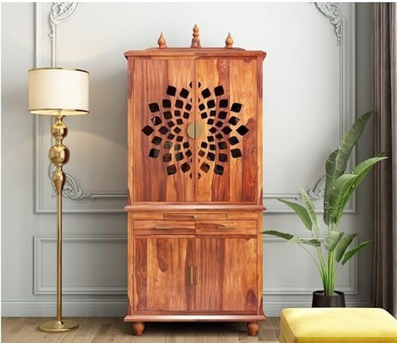 Wooden Temple Sculpture, 30cm x 20cm x 15cm Sheesham Solid Wood Temple ...