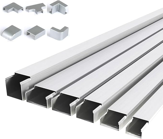 RSBFER 2m Aluminium Cable Trunking Kit, Generic Metal Cable Trunking ...