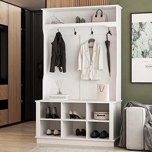 Entryway Coat Hanger Front Door Hall Tree 17 Stories 3-In-1 Entryway ...