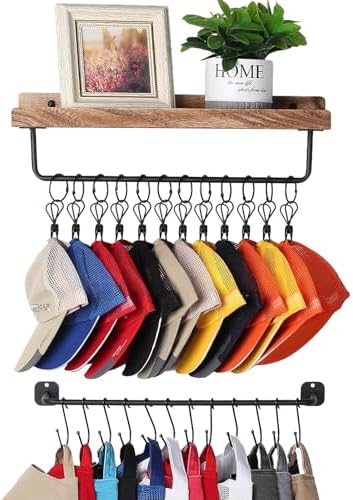 Amazon.com: HYDERMUS Hat Rack for Wall 31x53 in Hat Organizer with 15 ...