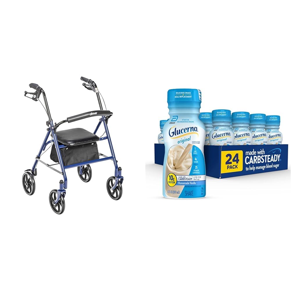 Amazon.com: Drive Medical Rollator Walker with Seat, 7.5" Wheels, 300lb ...