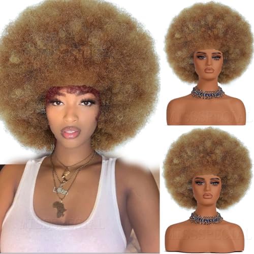 Amazon.com : MISSSPECIAL Afro Wig 70s Curly Wigs for Black Women Glueless Afro Wigs Large Bouncy ...