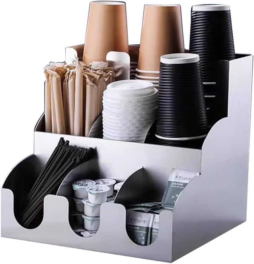 Amazon.com | Coffee Station Organizer, Stainless Steel 9 Compartments ...