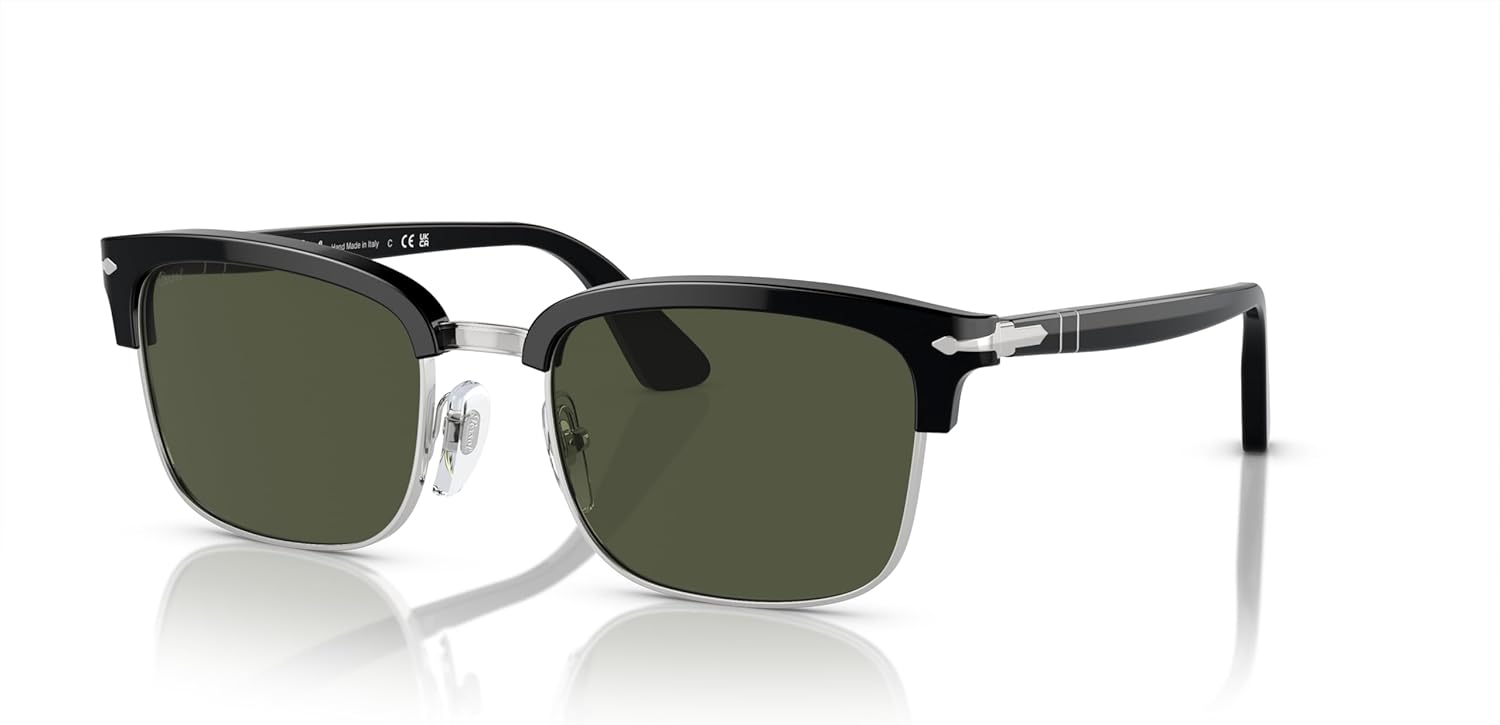 Amazon.com: Persol Men's PO3327S Rectangular Sunglasses, Black, 54 mm ...