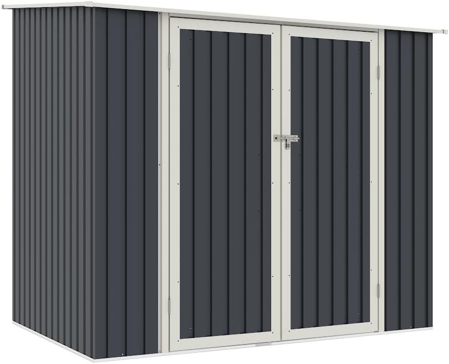 BillyOh Knighton Pent Metal Shed - 7x5ft Grey Metal Garden Storage Box ...