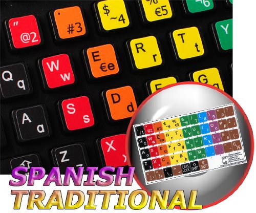 Amazon.com: LEARNING SPANISH TRADITIONAL COLORED KEYBOARD STICKERS ...