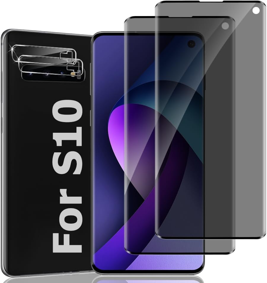 Amazon.com: (2+2 Pack) Galaxy S10 Privacy Screen Protector and Camera ...