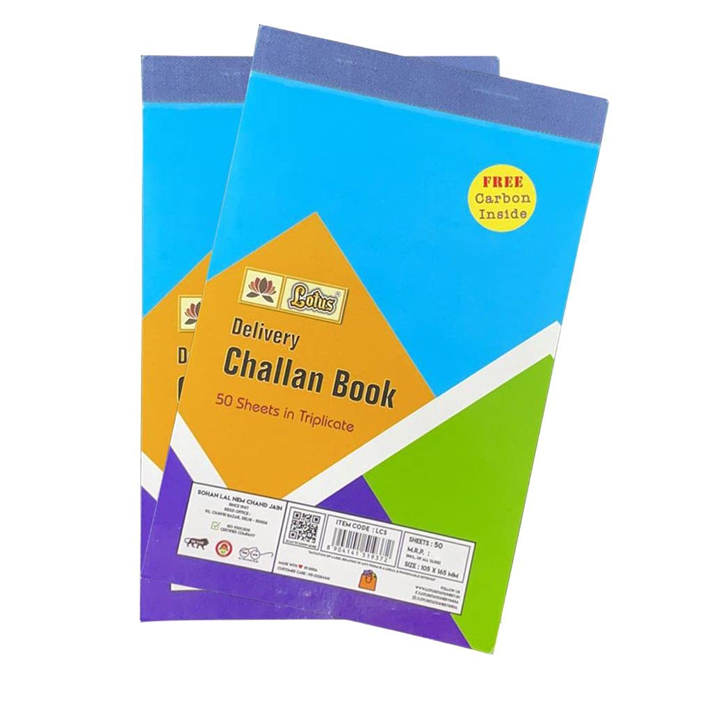 Lotus Challan Small Triplicate Bill Book 50 sheets with Carbon 165 mm ...