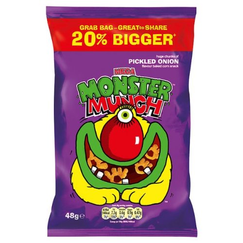 Mega Monster Munch Pickled Onion Flavoured Baked Corn Snack 48g (Pack ...
